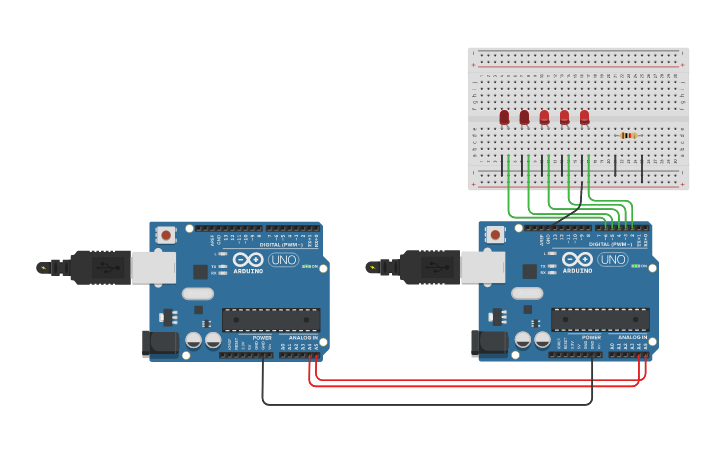 Circuit Design Conección Dos Arduinos Tinkercad