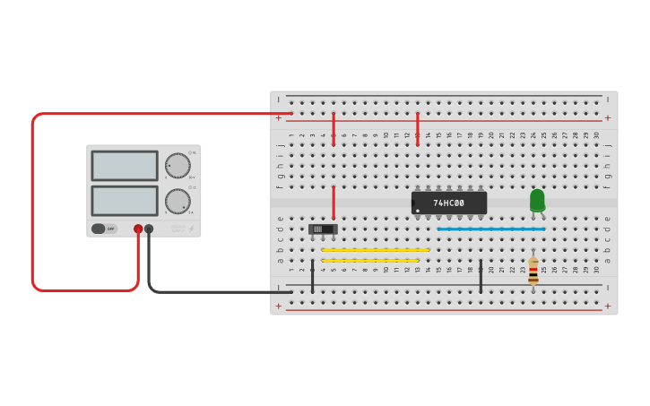 Circuit design NOT gate using NAND gate | Tinkercad