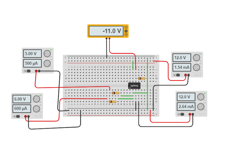 Circuit design SUMMING AMPLIFIER - Tinkercad Circuit design SUMMING AMPLIFIER - Tinkercad