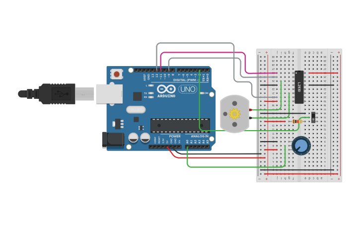 Circuit design DC-Motor by using H-bridge Motor Driver [L293D] in ...
