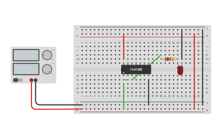Circuit design Copy of Realization of NOT Gate using NAND Gate - Tinkercad