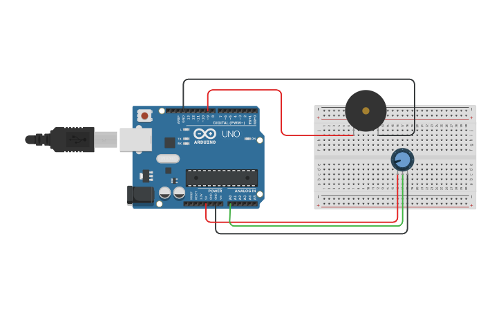 Circuit design Passive Buzzer - Tinkercad