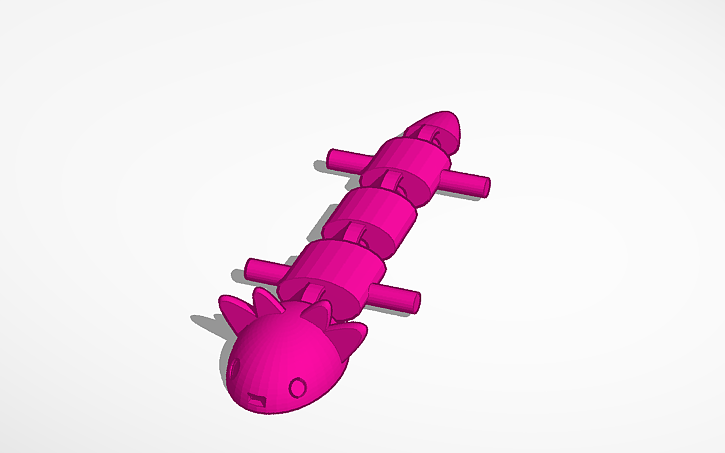 3D design movable axolotl - Tinkercad