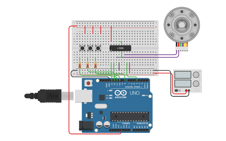 Circuit design motor cc | Tinkercad