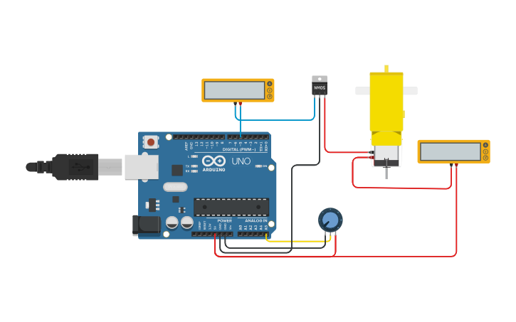 Circuit design DC Gear Motor Sweep Current Measurement - Tinkercad