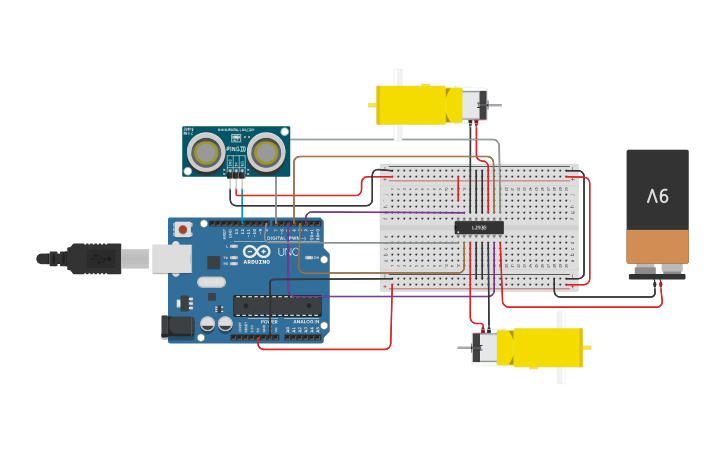 Circuit design Obstacle Avoidance Robot - Tinkercad
