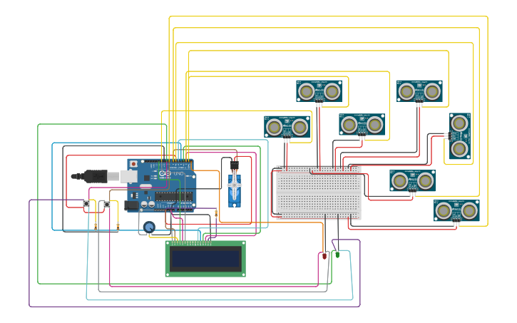 Circuit design Automatic Car Parking System - Tinkercad