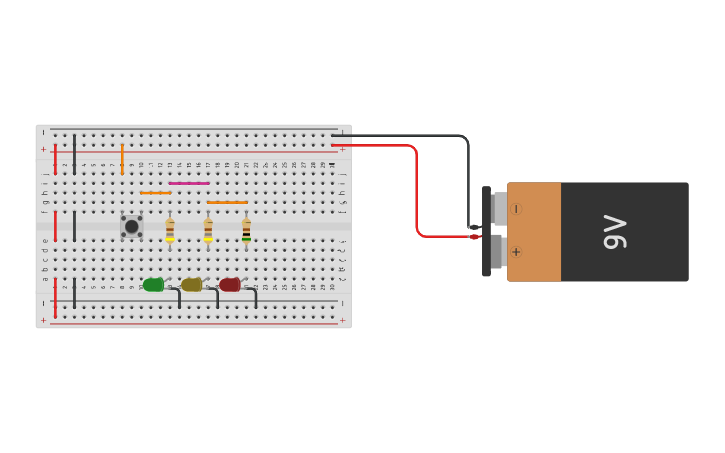 Circuit design PRÁCTICA 3 - Breadboard (Circuito en Paralelo) - Tinkercad