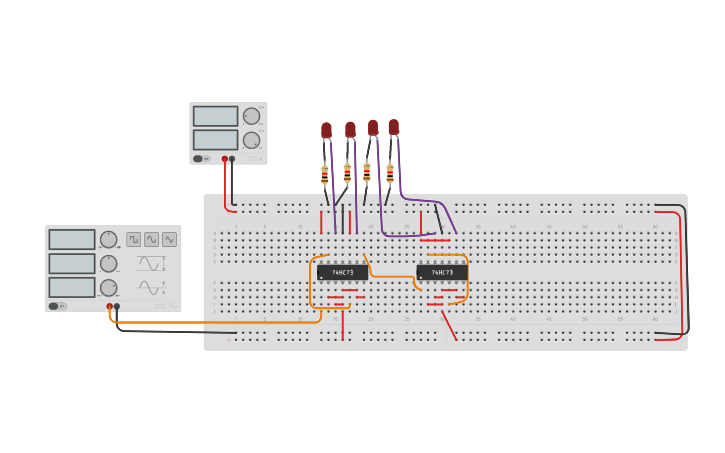 Circuit design Asynchronous Down Counter - Tinkercad