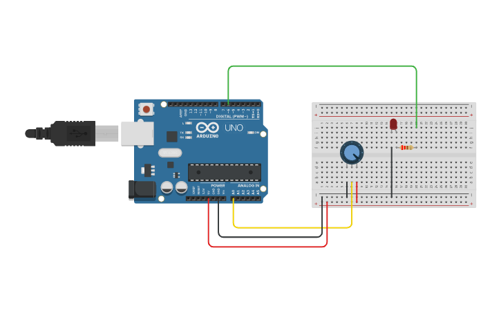Circuit design Prática 1 - PWM na arduino - Tinkercad