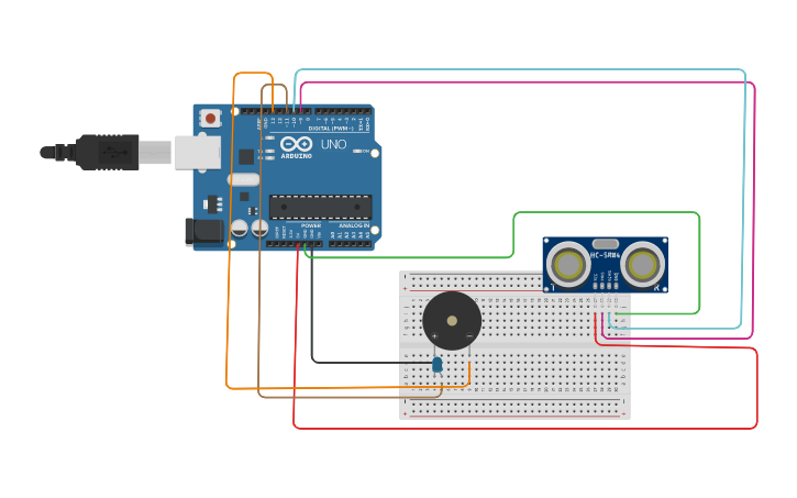 Circuit design Iot project of touchless doorbell - Tinkercad