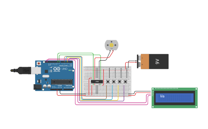 Circuit design Water elevator - Tinkercad