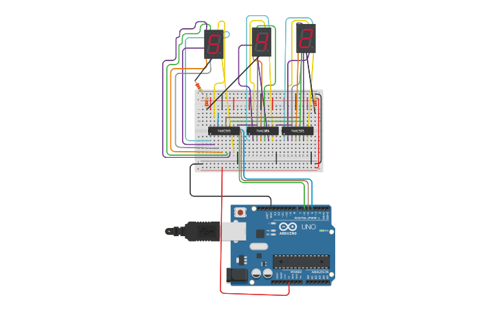 Circuit design Digital Clock using Shift RegistersDaisy Chained - Tinkercad