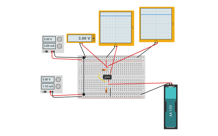 Circuit design non inverting - Tinkercad
