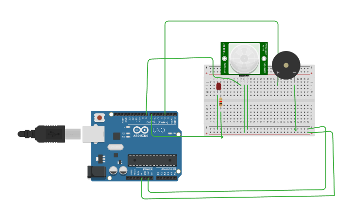 Circuit design Security Alarm - Tinkercad