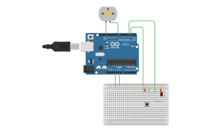 Circuit design Ejemplo de motor con un botón - Tinkercad