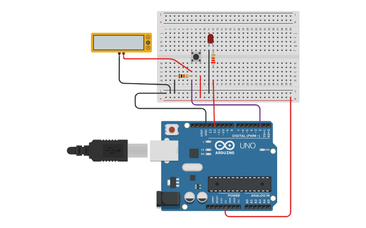 Circuit Design Светодиод по кнопке Tinkercad