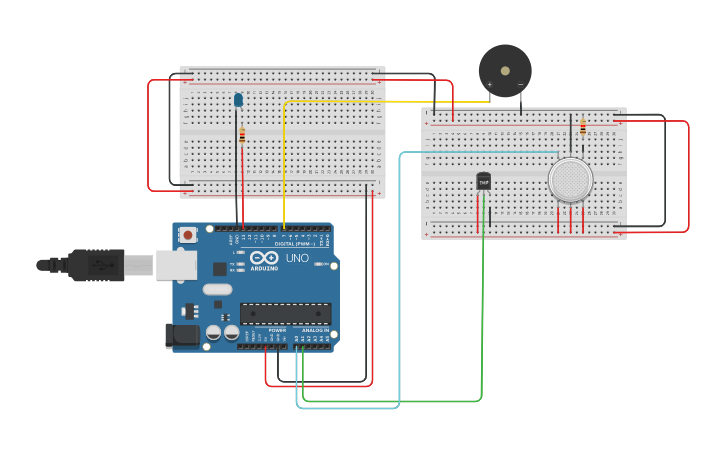Circuit design Fire Alarm - Tinkercad
