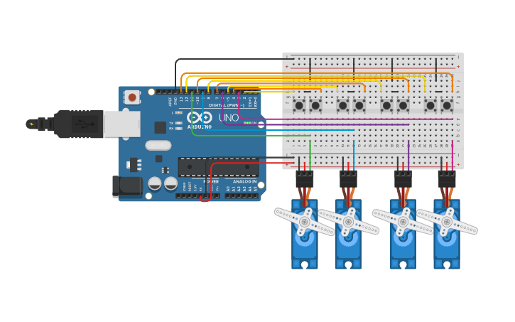 Circuit Design 4 Servo Tinkercad