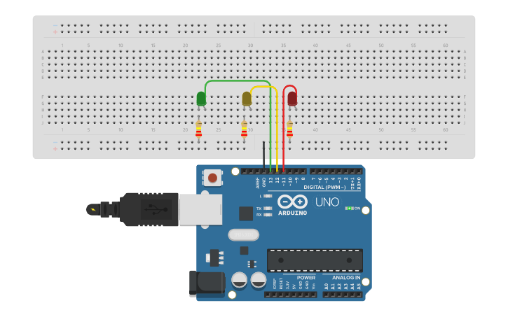 Circuit design ENCENDIDO DE LEDs CON ARDUINO UNO - Tinkercad
