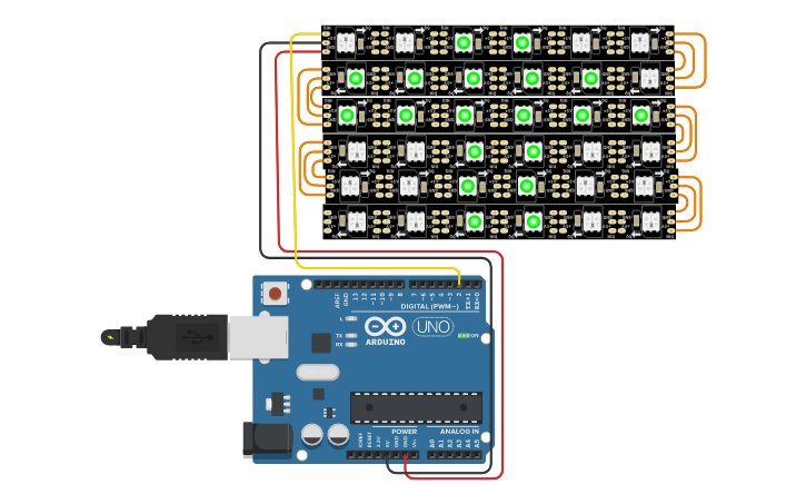Circuit design Neo pixel - Tinkercad