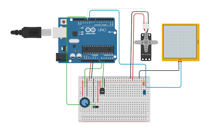 Circuit design Sensors and Actuators By A.F - Tinkercad