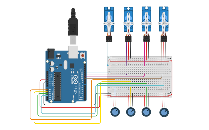 Circuit Design Servo Control Using Potentiometer Tinkercad