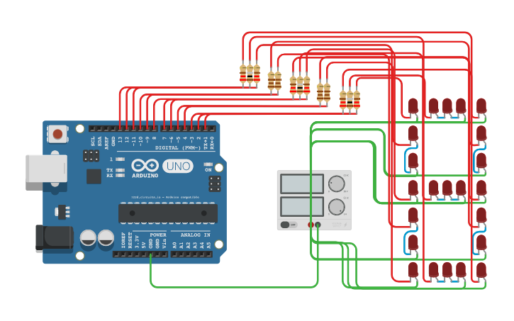 Circuit design 7 segment display - Tinkercad Circuit design 7 segment display - Tinkercad