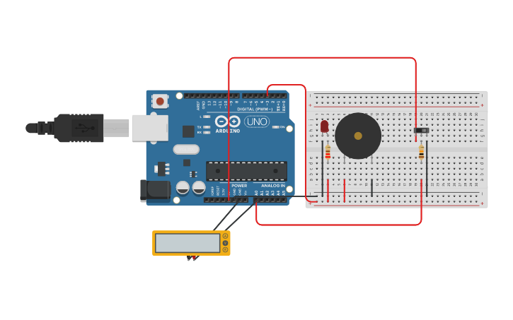 Circuit design Buzzer, Multimeter | Tinkercad