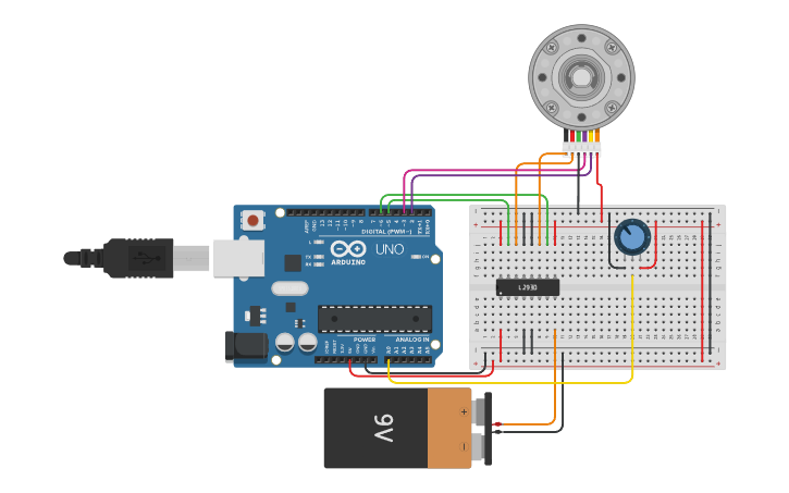 Circuit design DC Motor With Encoder With Potmeter - Tinkercad