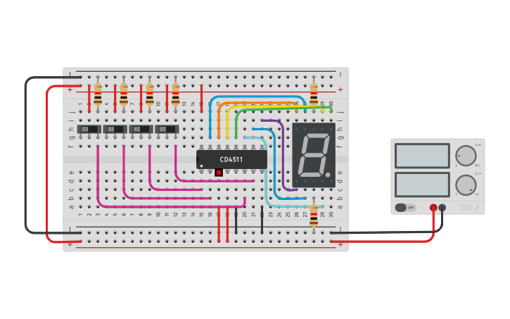 Circuit Design 7 Segment Display Tinkercad 3138