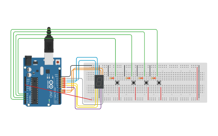 Circuit design LAB.4 (SW) 7 segment | Tinkercad