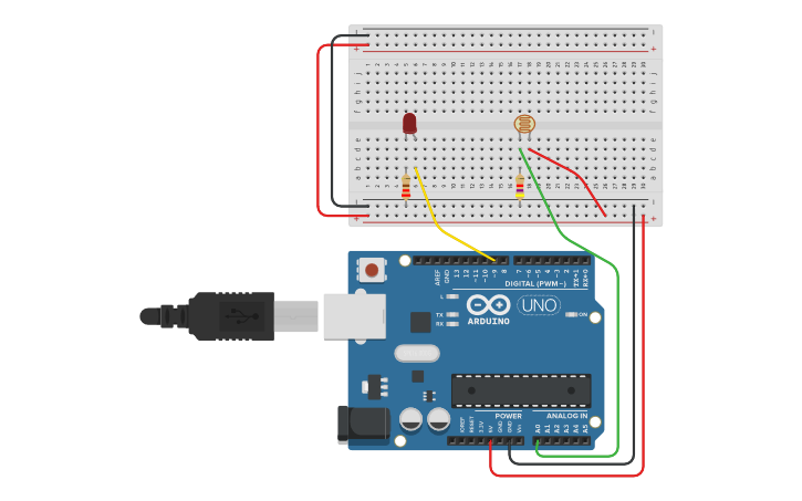 Circuit design Photoresistor (Analog Input) - Tinkercad