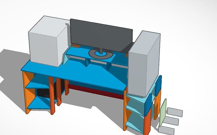 3D design Desk Computer - WideMonitor 34" 21:9 - Tinkercad