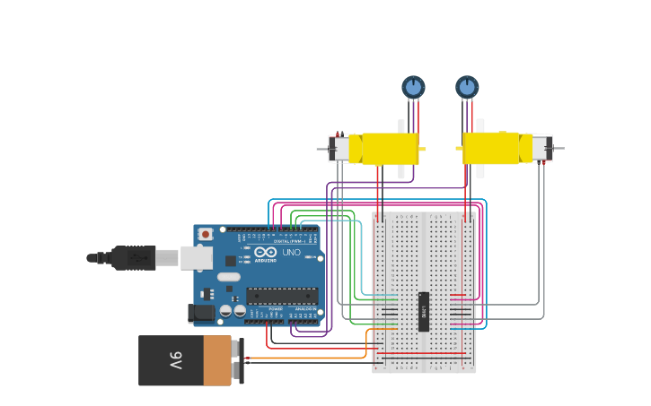 Circuit design Project 4 : Differential Drive (Simplified) - Tinkercad