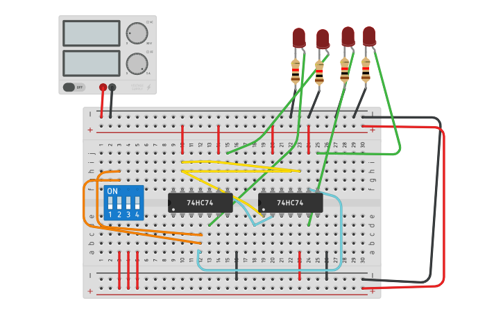 Circuit design SHIFT REGISTER - Tinkercad