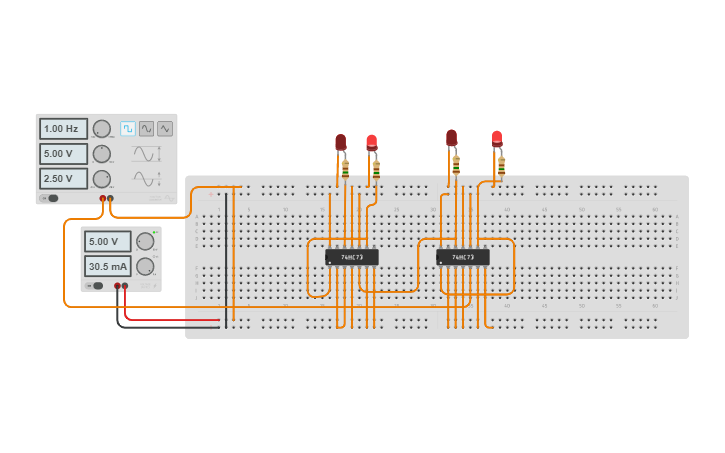 Circuit design Asynchronous counter - Tinkercad