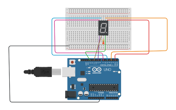 Circuit design 7 segment display - Tinkercad