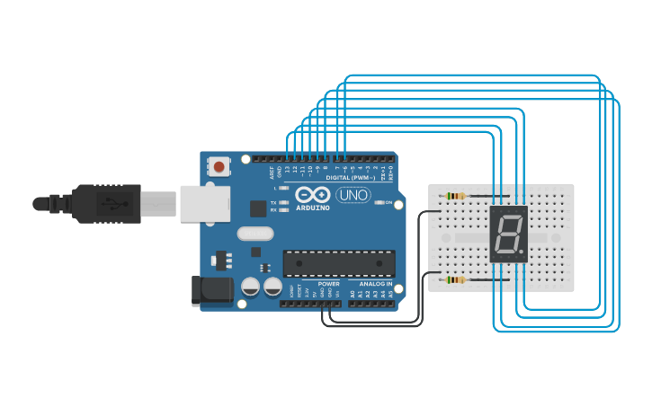 Circuit design 7 Segment Display | Tinkercad