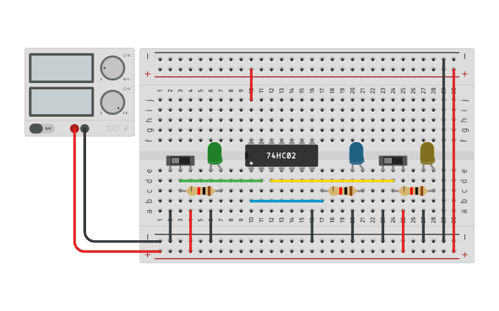 Circuit design NOR Gate - Tinkercad