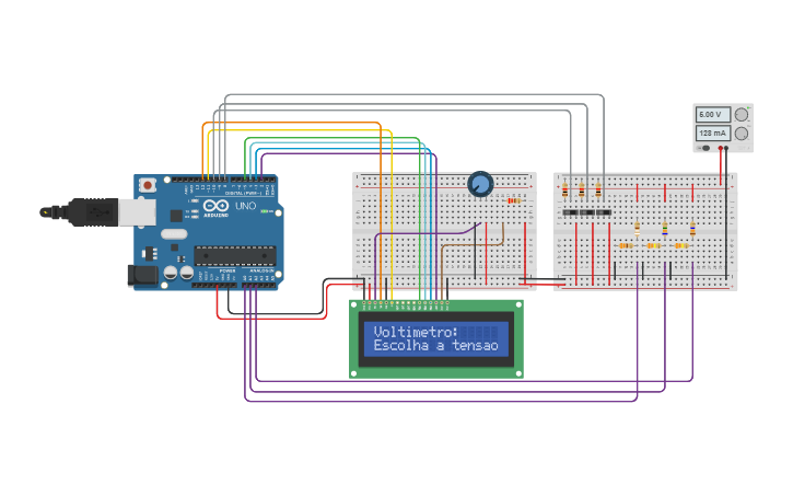 Circuit design Voltímetro 0v - 20/100/200v - Tinkercad