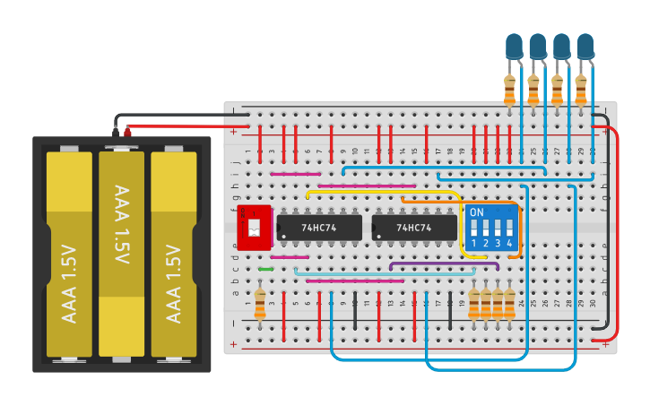 Circuit design D Flip-Flop as Buffer Register | Tinkercad