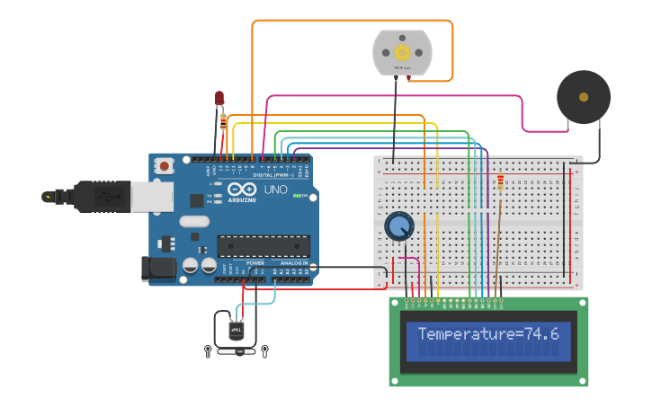 Circuit design Automatic Temperature Monitor | Tinkercad