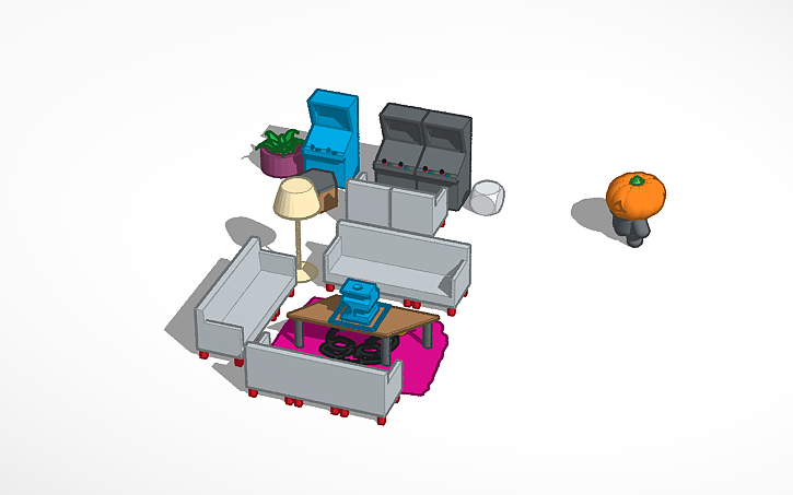 3D design The room with the skull carpet | Tinkercad