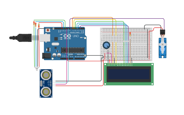 Circuit design Smart Dustbin - Tinkercad