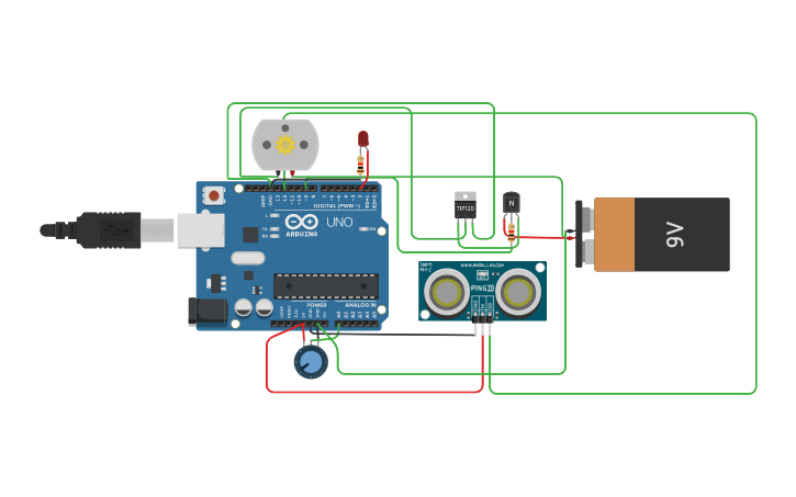 Circuit design Adaptive Cruise Control - Tinkercad