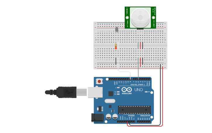 Circuit design Pir sensor - Tinkercad