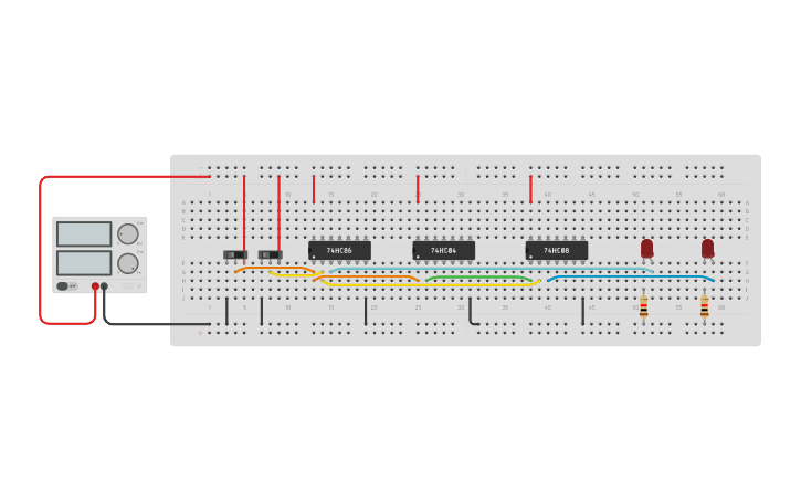 Circuit design Half Subtractor using BASIC | Tinkercad