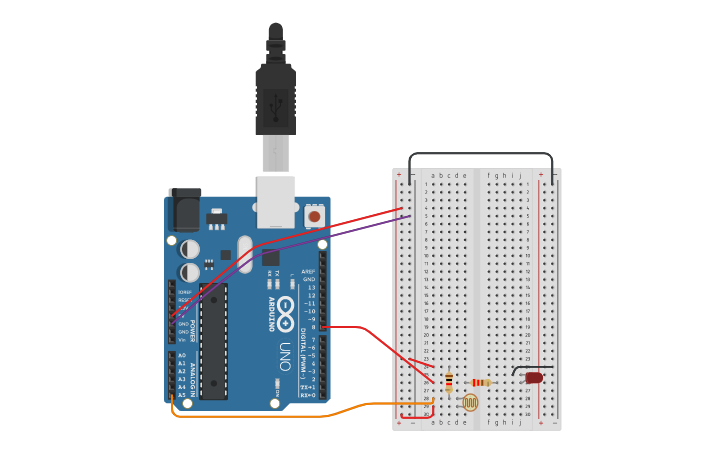 Circuit design Acendendo Led com Fotorresistor - Tinkercad