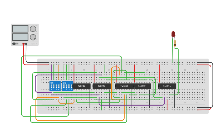 Circuit design PISO shift register - Tinkercad